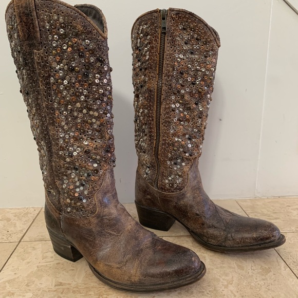 Frye | Shoes | Frye Deborah Distressed Leather Studded Boots | Poshmark